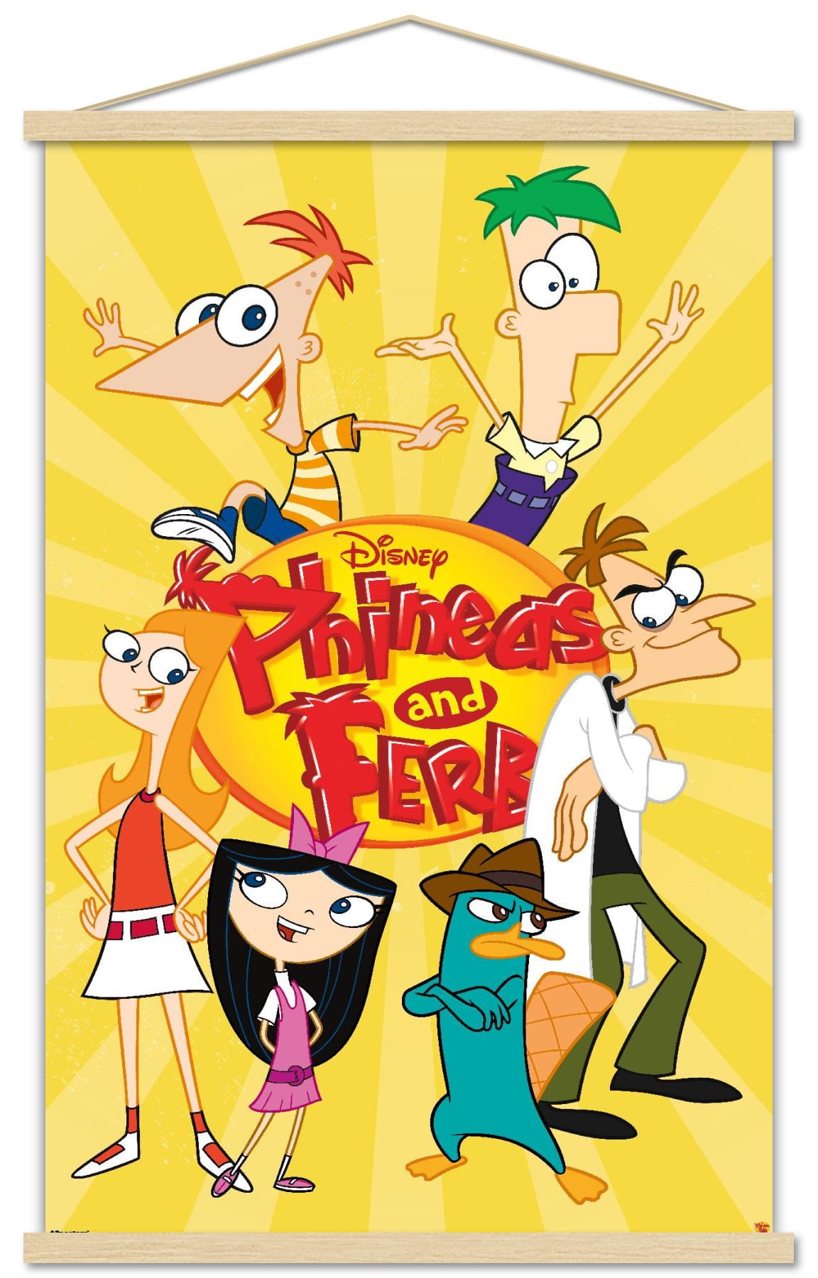 Disney Phineas and Ferb - Group Wall Poster with Magnetic Frame, 22.375 ...