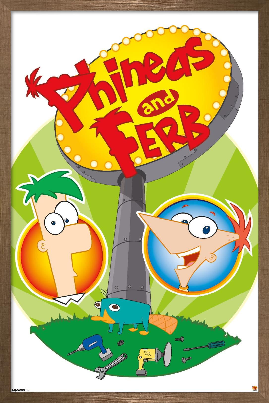 Disney Phineas And Ferb Logo Wall Poster 14 725 X 22 375 Framed