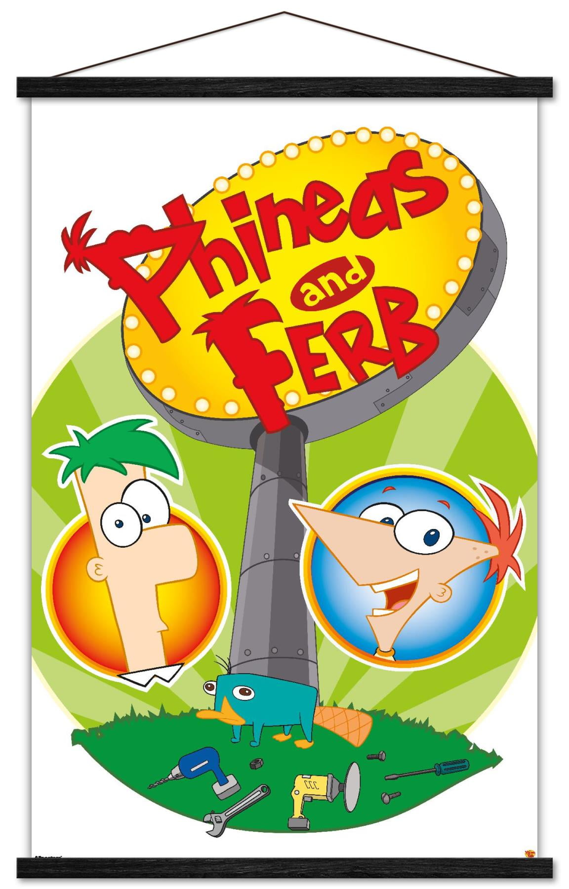 Disney Phineas and Ferb - Logo Wall Poster with Magnetic Frame, 22.375 ...