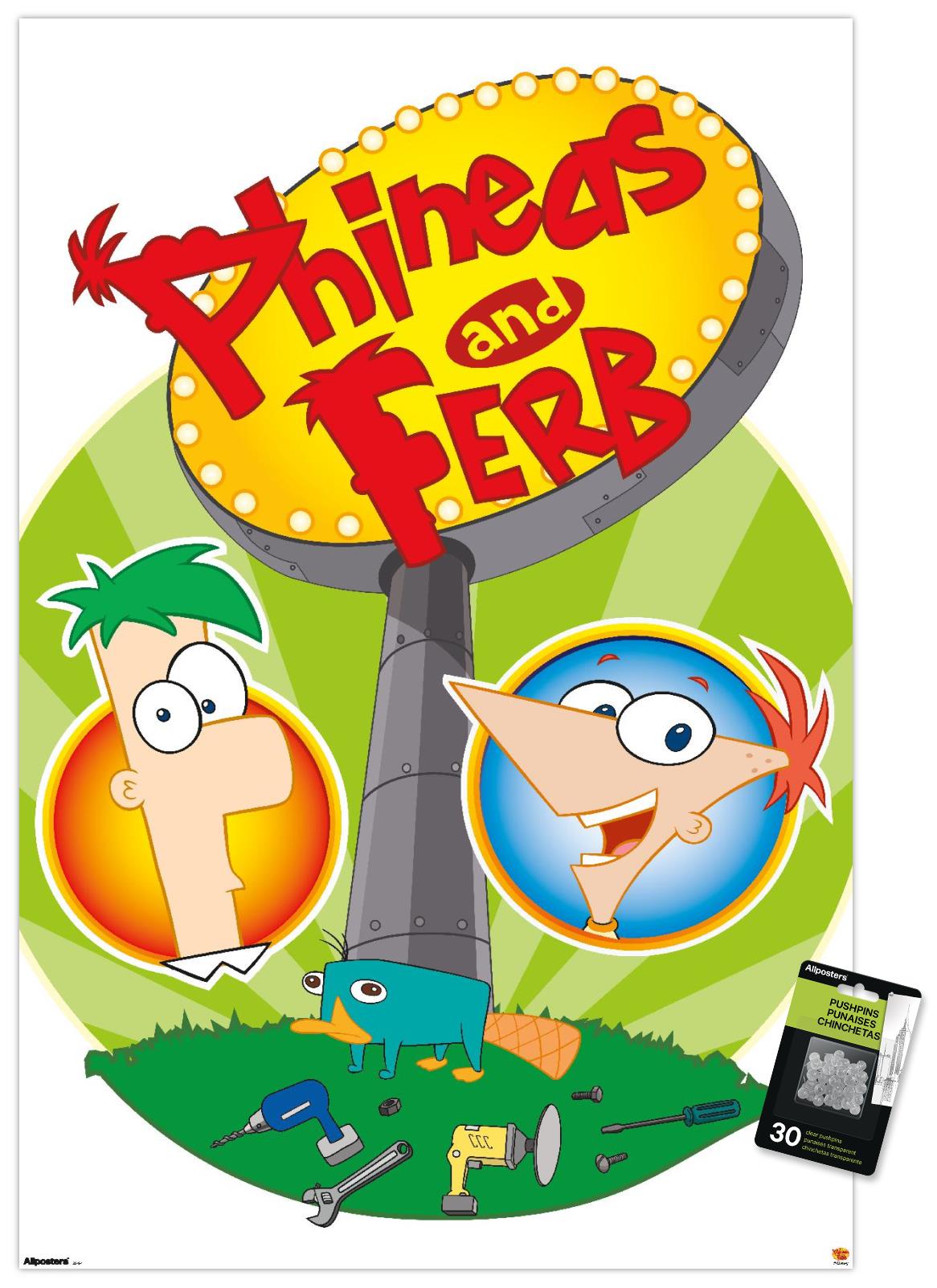 Disney Phineas and Ferb - Logo Wall Poster with Pushpins, 22.375" x 34 ...