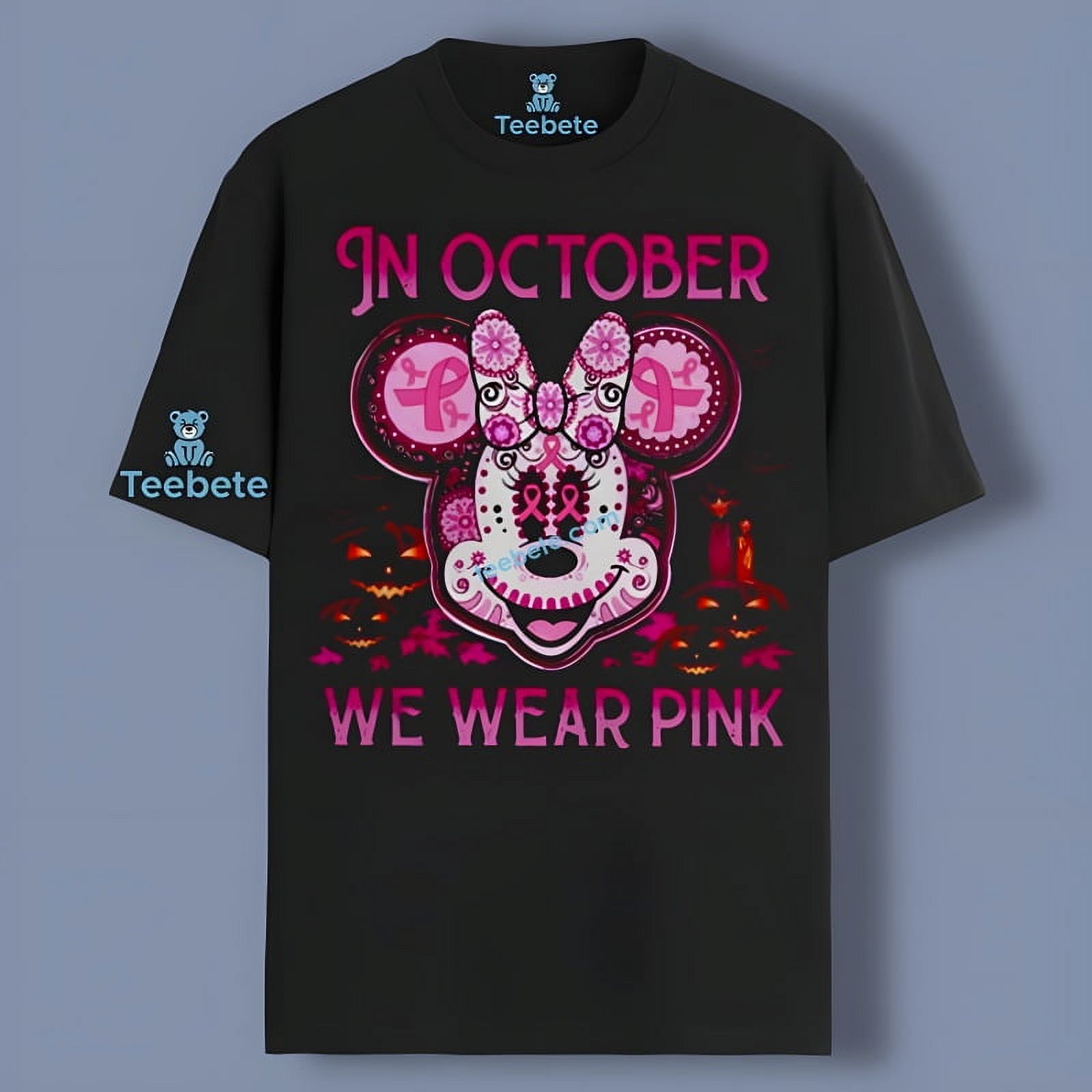 Disney Pink Halloween Minnie Mouse In October We Wear Cotton Shirt ...