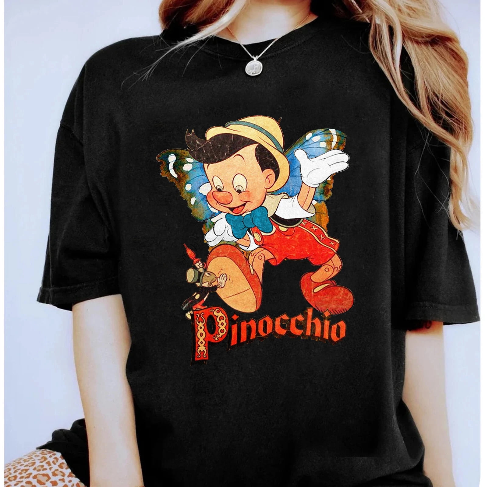 Disney Pinocchio And Jiminy Cricket Wooden Puppet T-shirt - Walmart.com