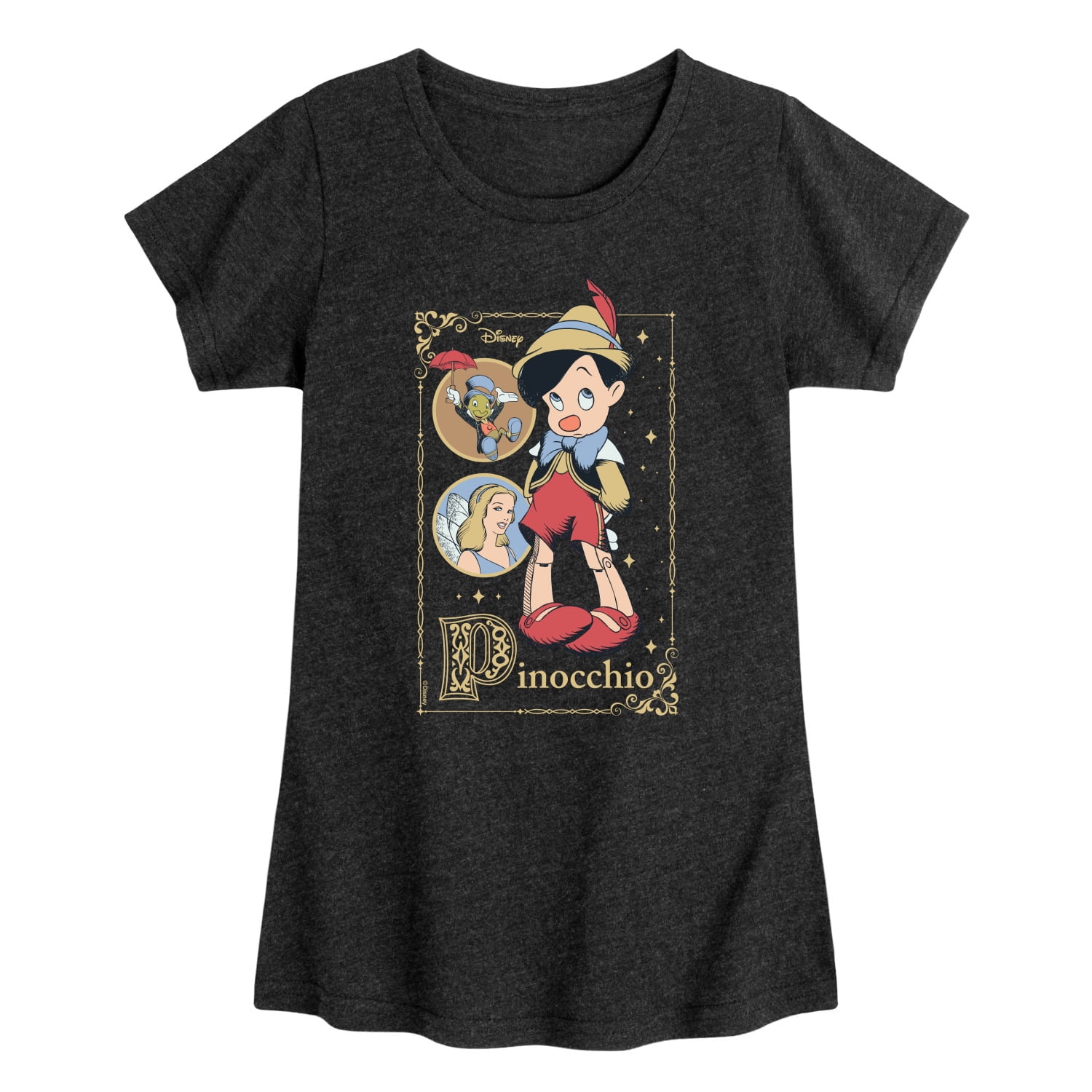 Disney - Pinocchio - Pinocchio - Girls Youth Fitted Short Sleeve ...