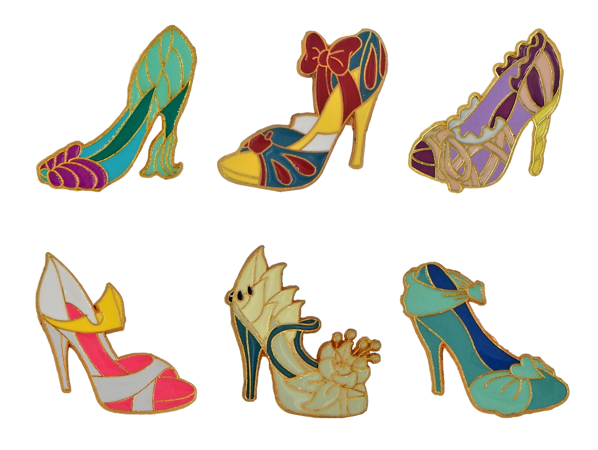 Disney Pins 6 Princess Shoes High Heels Themed Pin Set ark Trading Pins ...