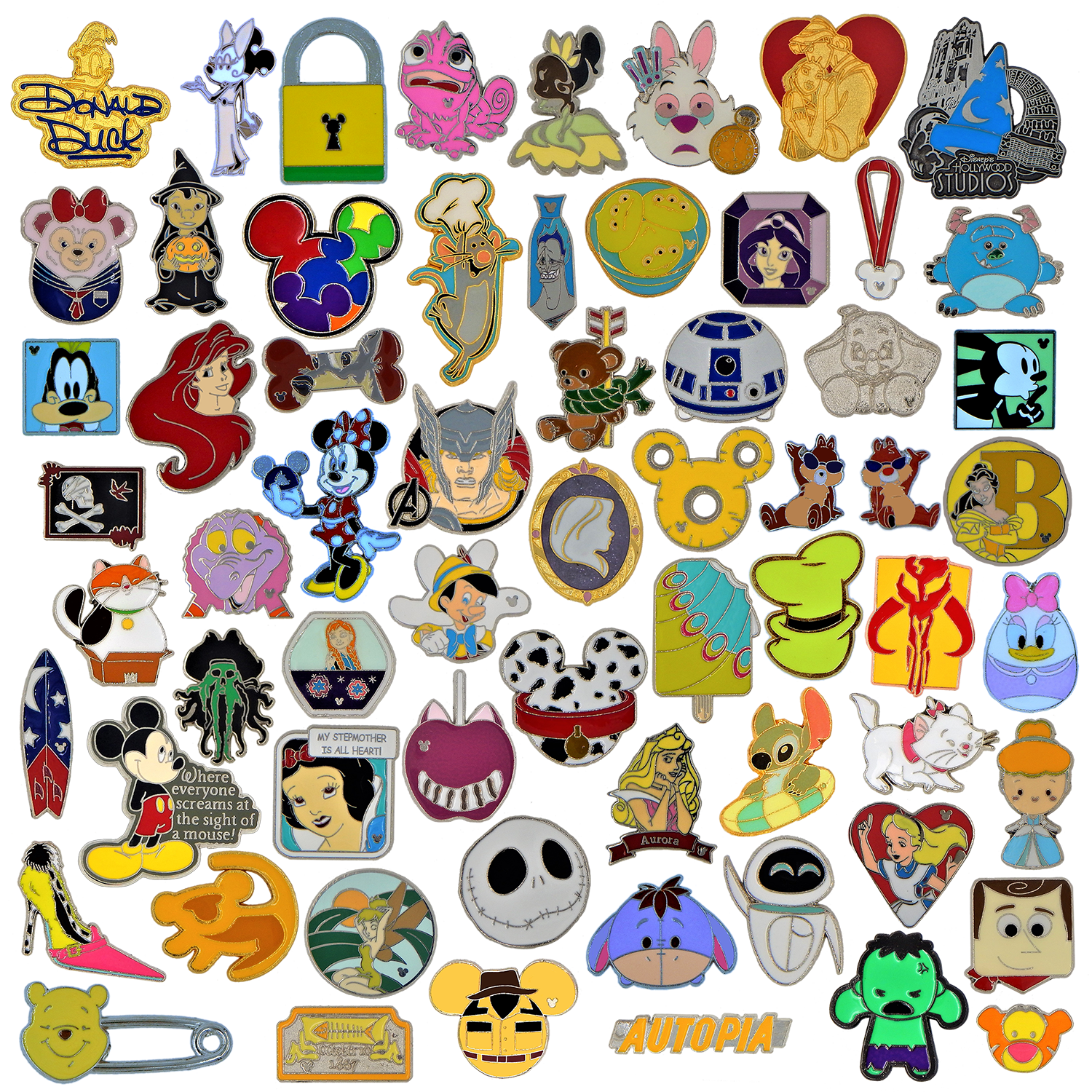 Disney Pins, 75 Assorted Pin Trading Lot, Includes Mickey Backs ...
