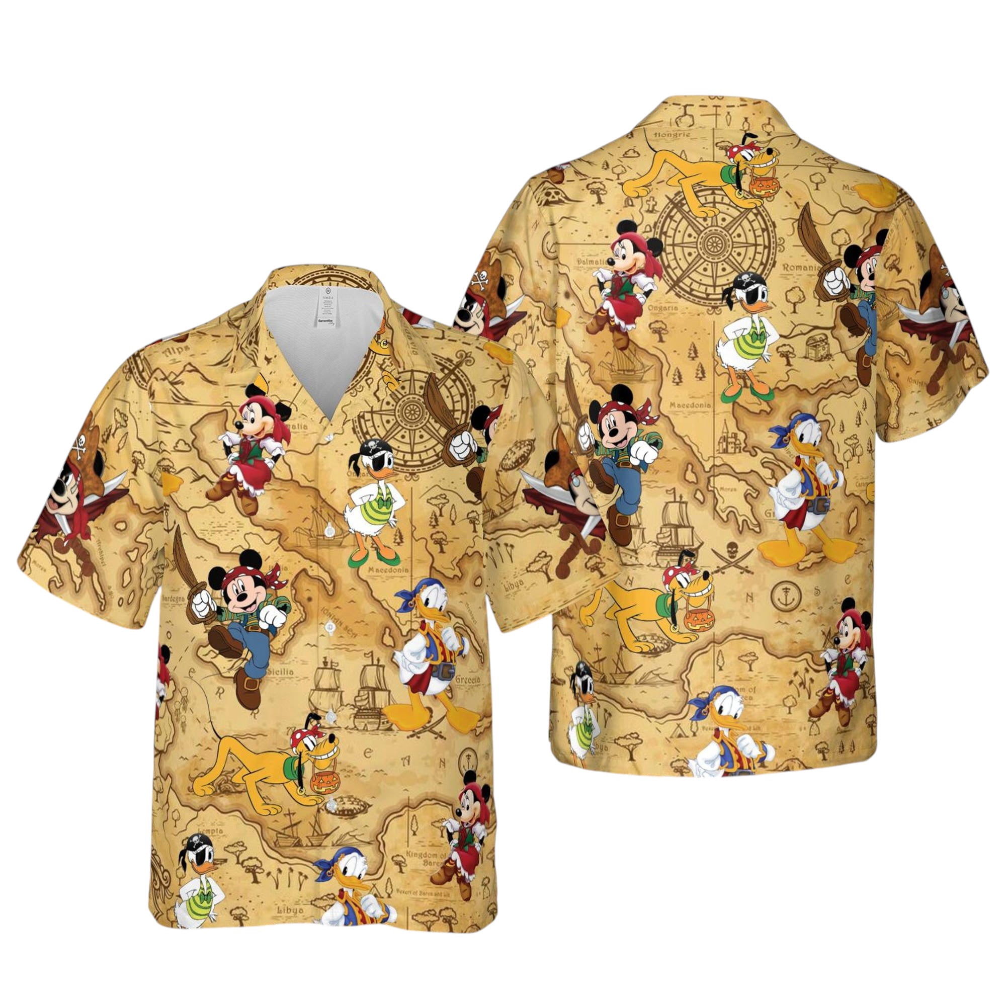 Disney Pirate Mickey & Friends Signature Hawaiian Shirt, Minnie Goofy ...