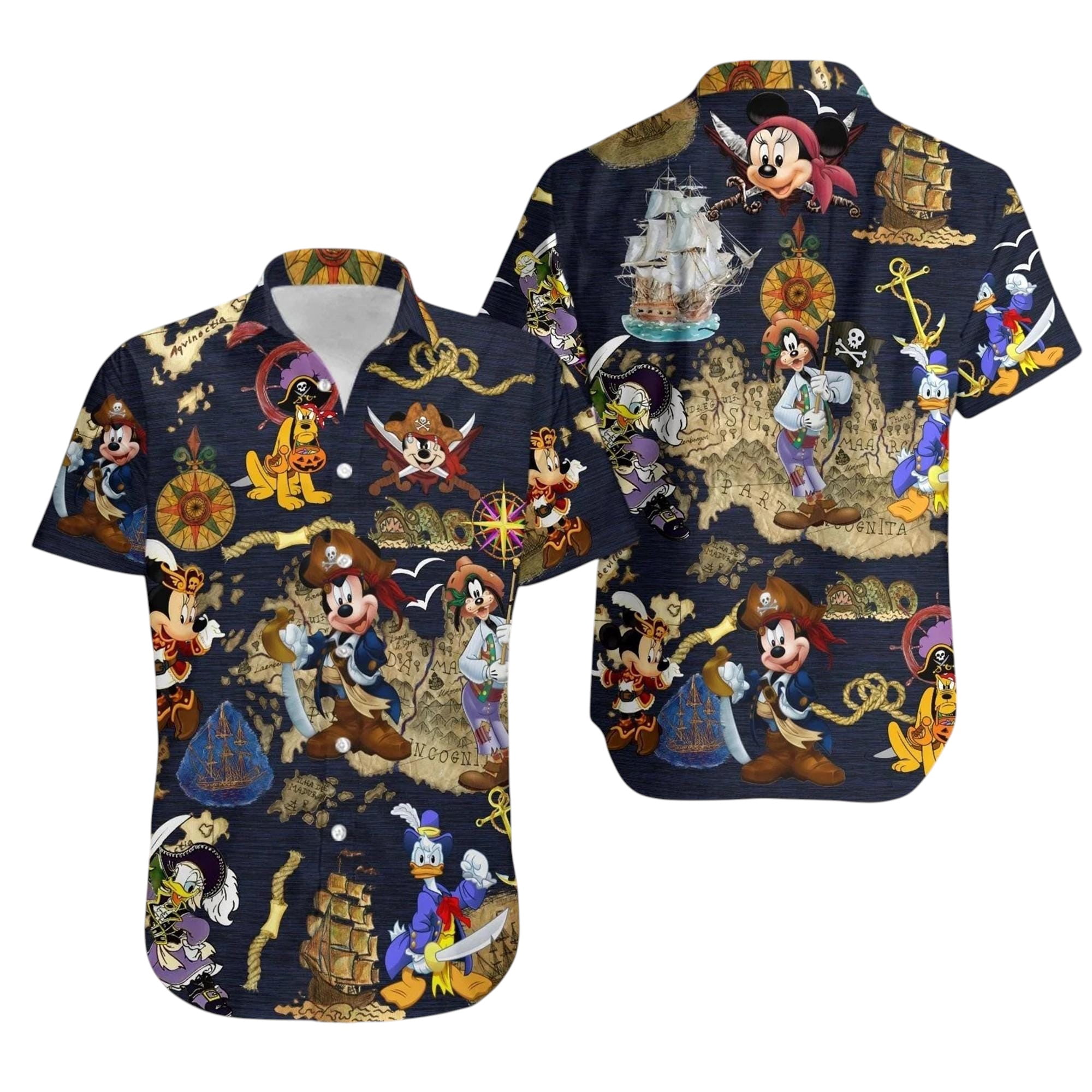 Disney Pirates of the Caribbean Hawaiian Shirt, Mickey and Friends ...