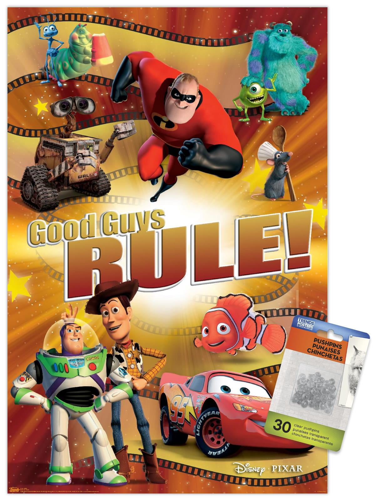 Disney Pixar - Best of Pixar - Good Guys Rule! Wall Poster with Push ...