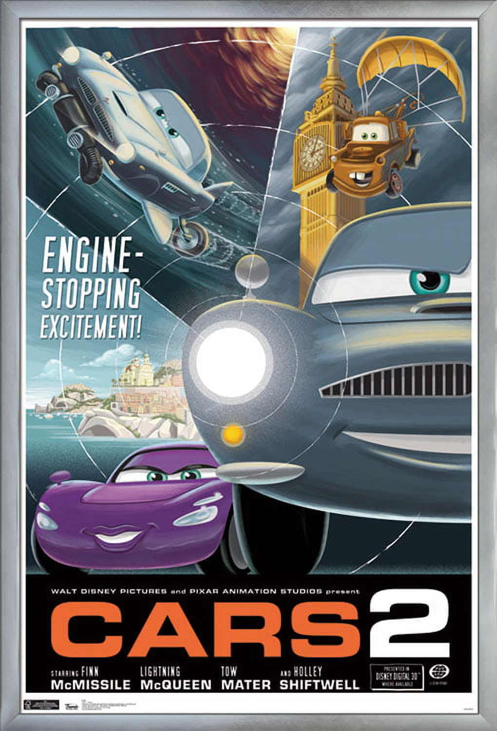 Disney Pixar Cars 2 - Classic Wall Poster, 22.375" x 34", Framed ...