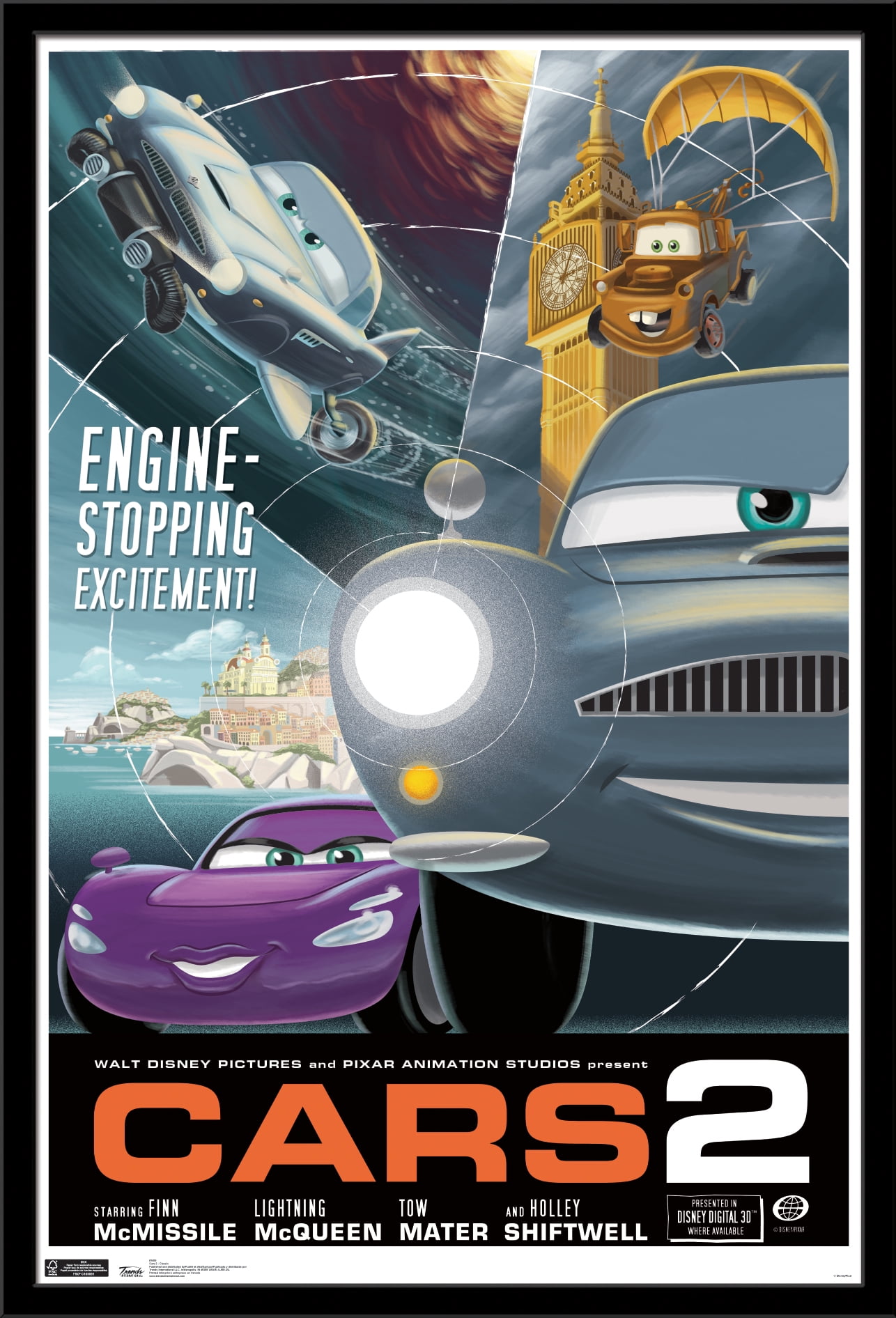 Disney Pixar Cars 2 - Classic Wall Poster, 22.375" x 34", Framed ...