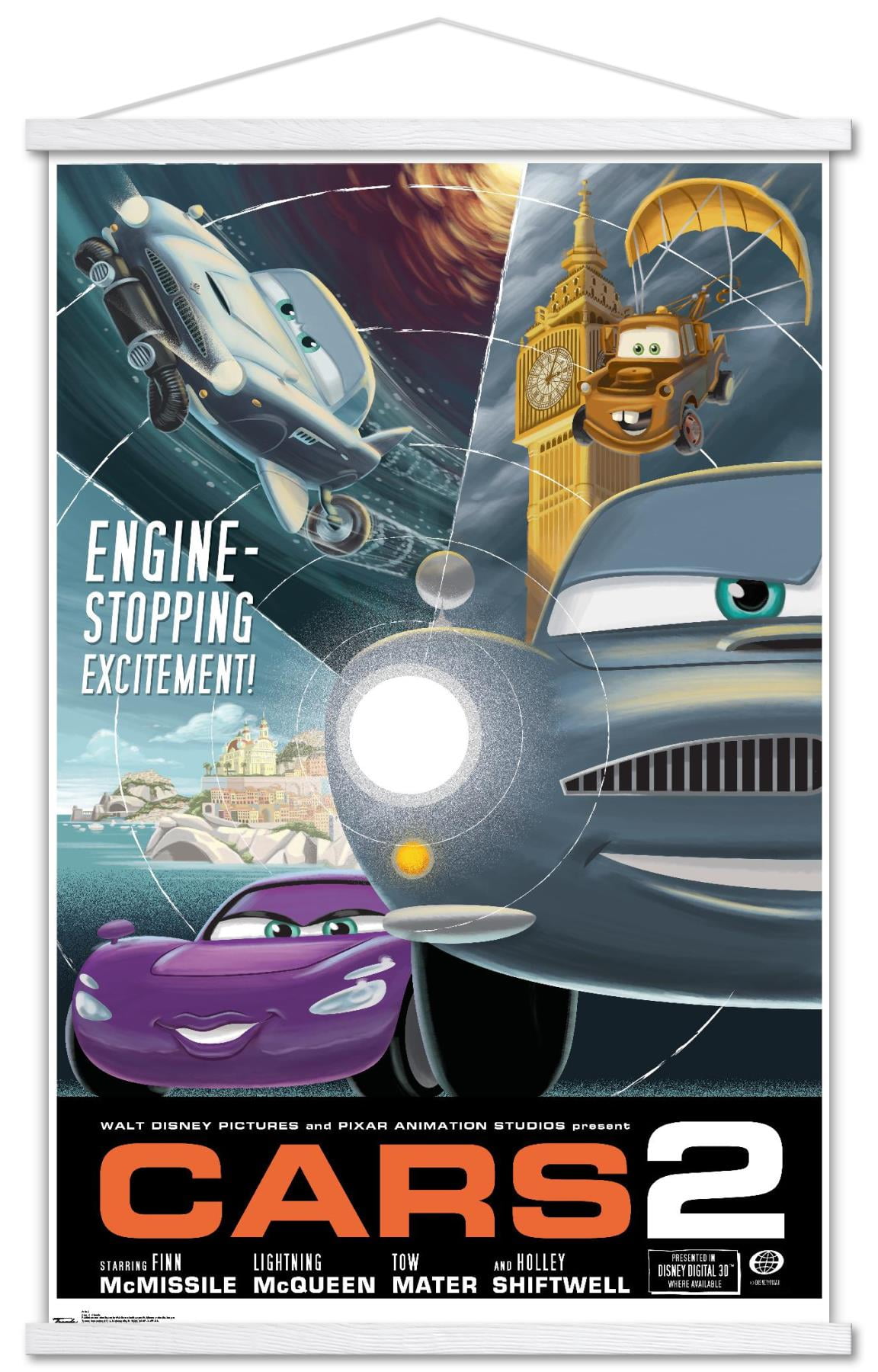 Disney Pixar Cars 2 - Classic Wall Poster with Wooden Magnetic Frame ...