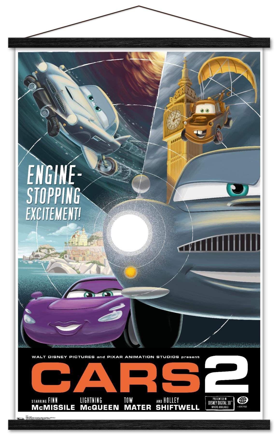 Disney Pixar Cars 2 - Classic Wall Poster with Wooden Magnetic Frame ...