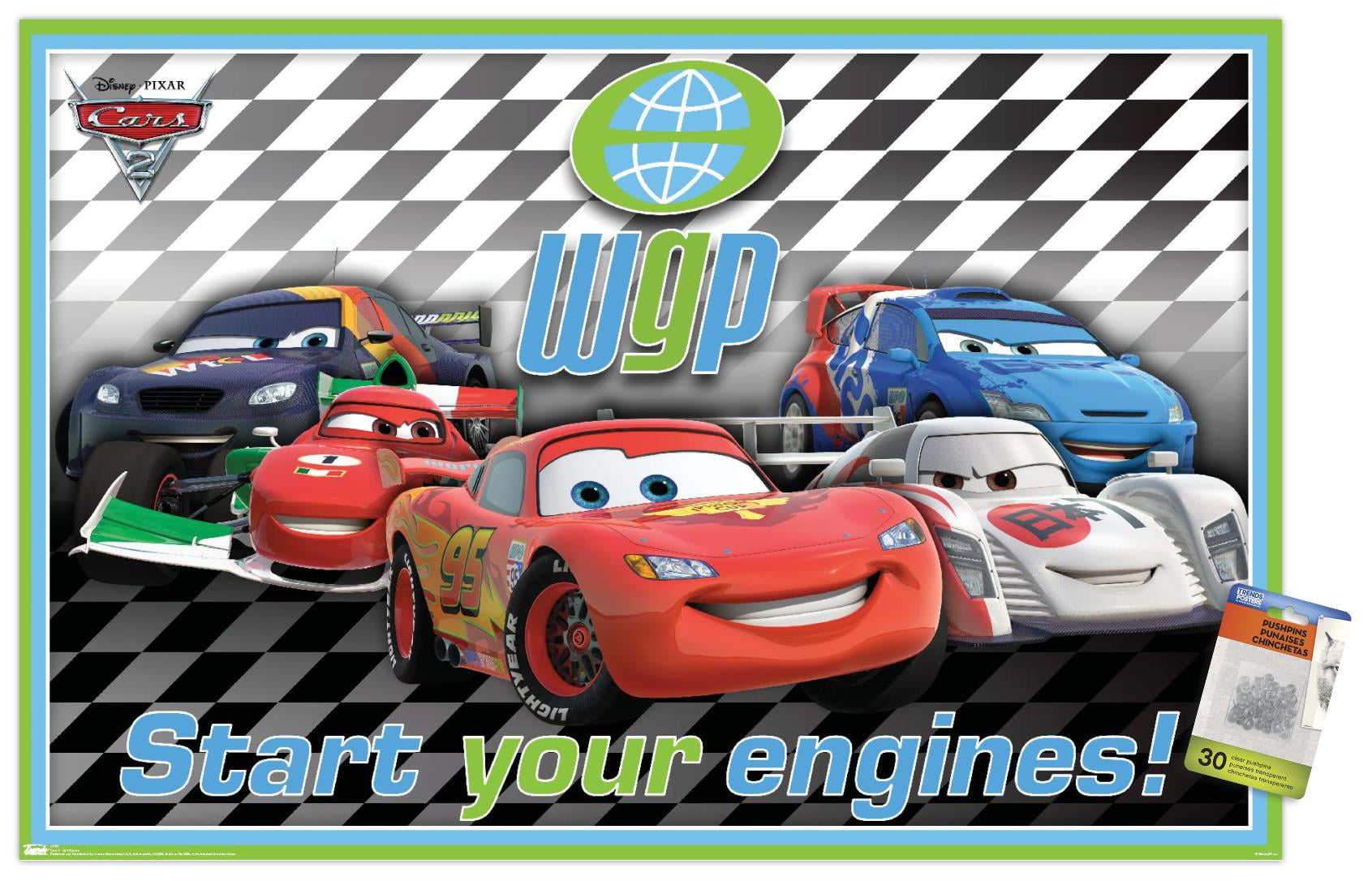 Disney Pixar Cars 2 - International Racers Wall Poster with Push Pins ...