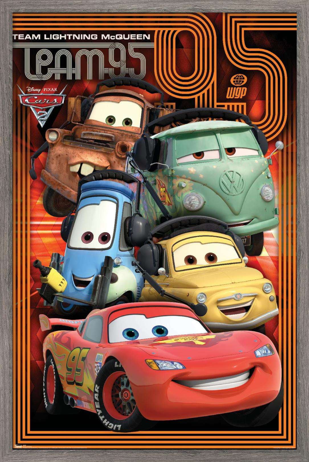 Disney Pixar Cars 2 - Pit Crew Wall Poster, 14.725" x 22.375", Framed ...