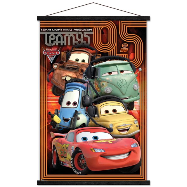 Disney Pixar Cars 2 - Pit Crew Wall Poster with Wooden Magnetic Frame ...