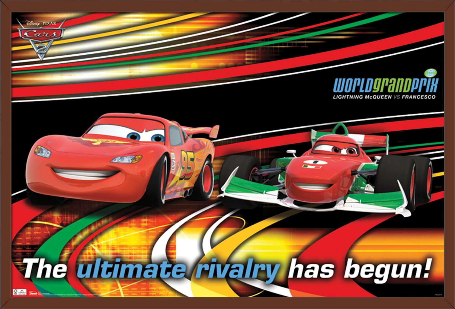 Disney Pixar Cars 2 - Racing Rivals Wall Poster, 22.375" x 34", Framed ...