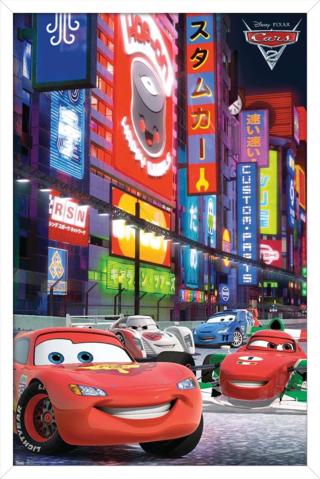 Disney Pixar Cars 2 - Racing Wall Poster, 14.725" x 22.375", Framed ...