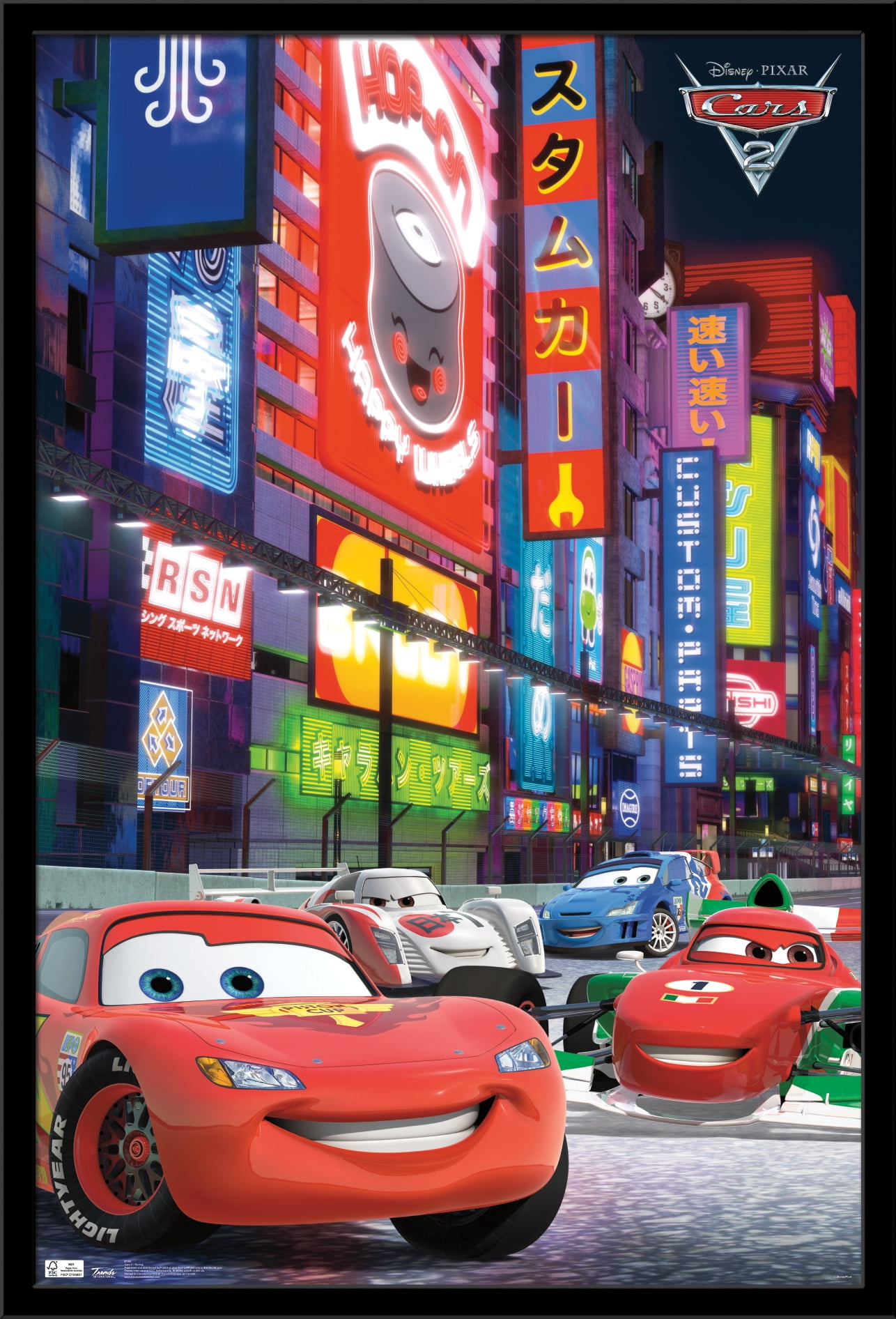 Disney Pixar Cars 2 - Racing Wall Poster, 22.375" x 34", Framed ...