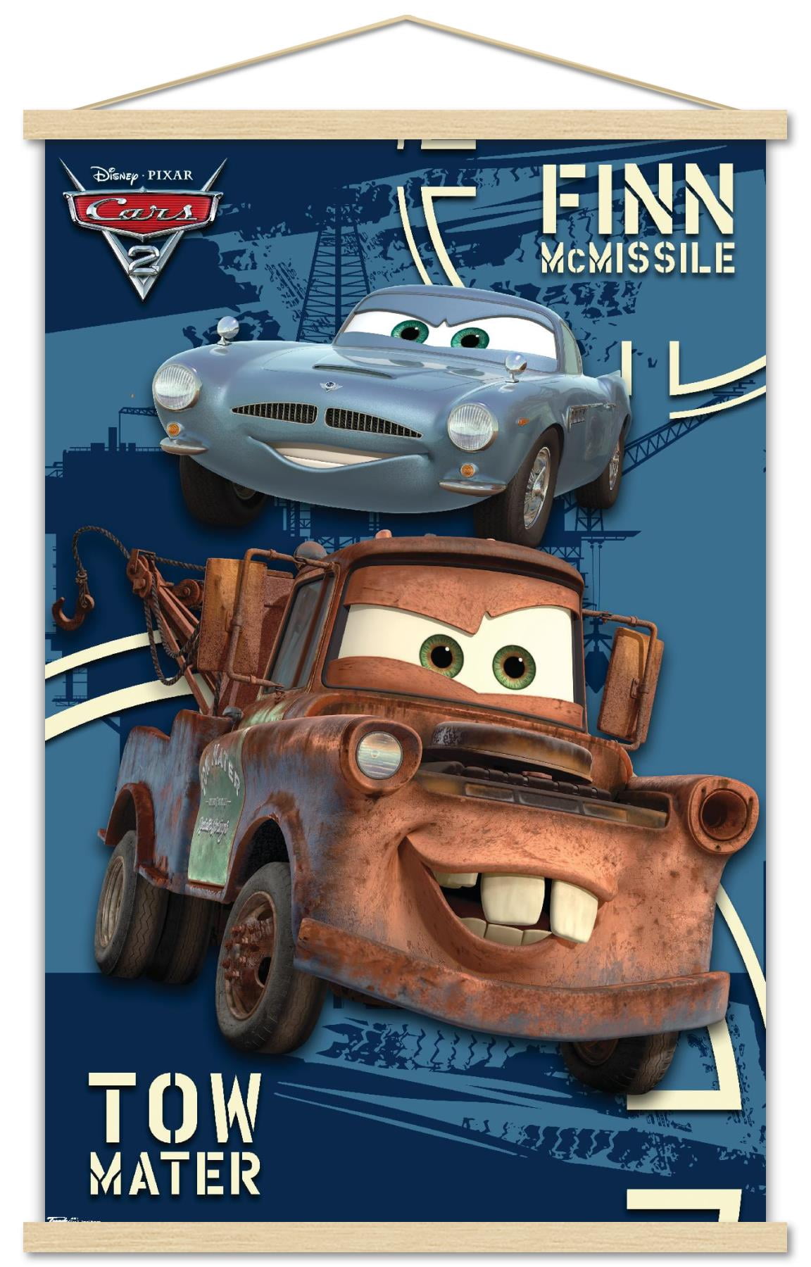 Disney Pixar Cars 2 - Secret Mission Wall Poster with Wooden Magnetic ...