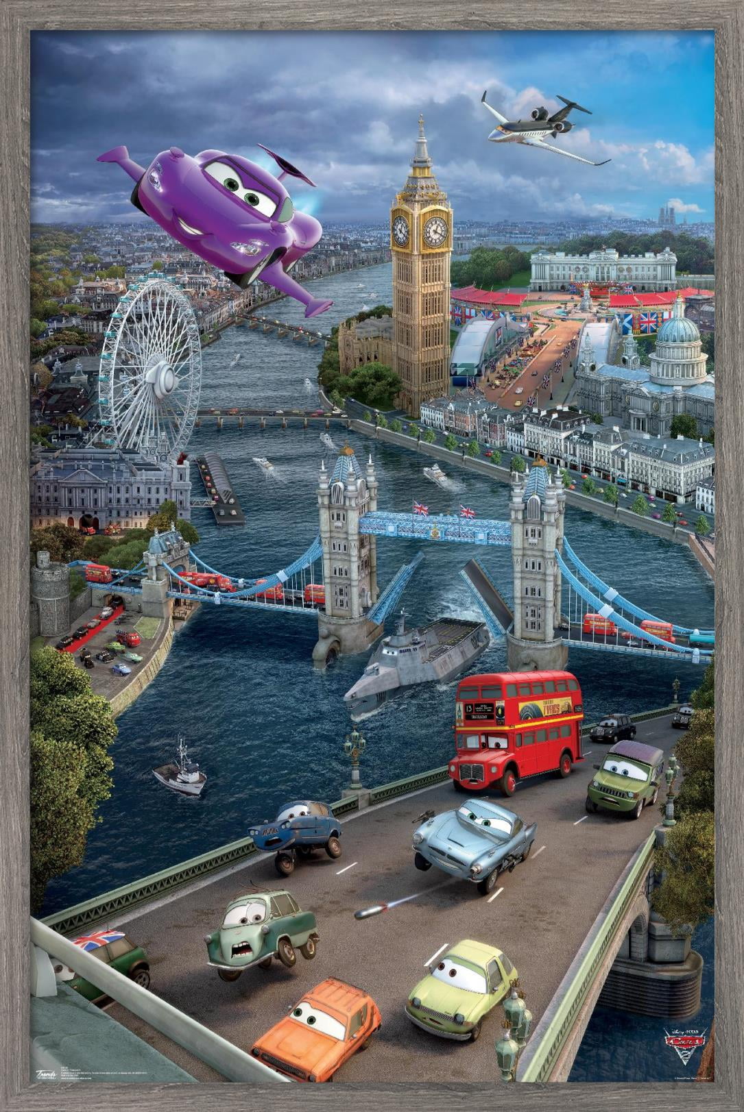 Disney Pixar Cars 2 - Triptych 2 Wall Poster, 14.725" x 22.375", Framed ...