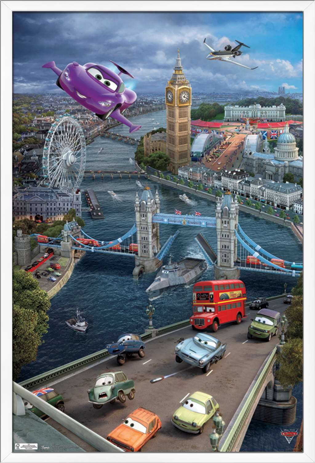 Disney Pixar Cars 2 - Triptych 2 Wall Poster, 22.375" x 34", Framed ...