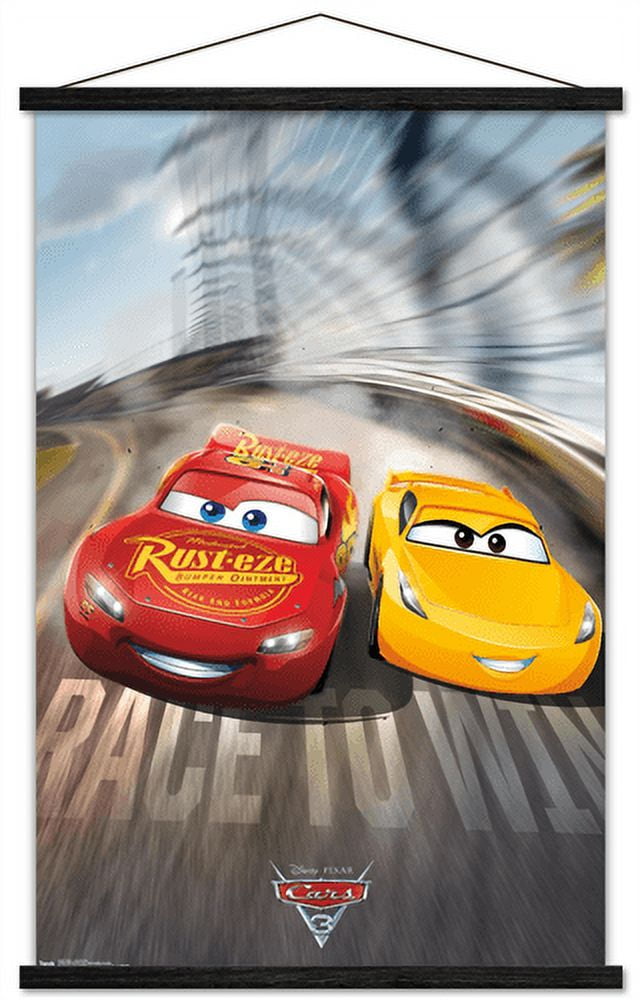 Disney Pixar Cars 3 - Race to Win Wall Poster with Magnetic Frame, 22. ...