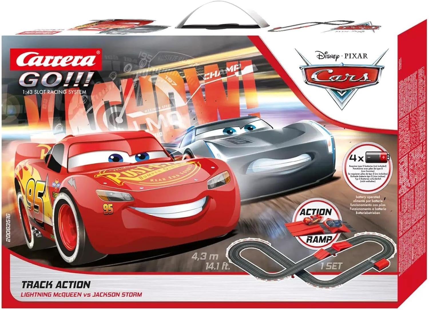 Disney Pixar Cars Battery Operated 1:43 Scale Slot Car Racing Toy Track ...