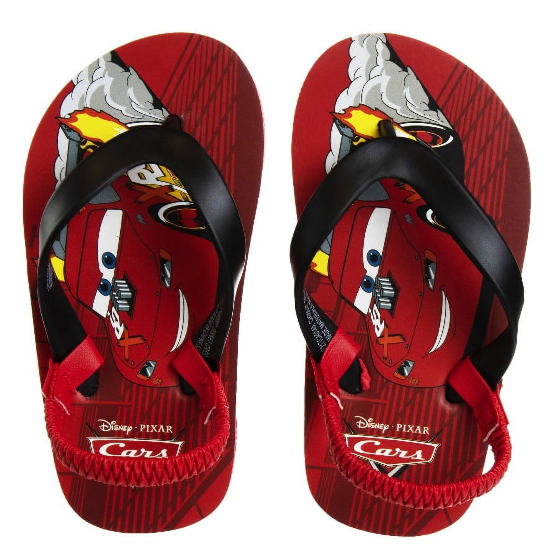 Disney Pixar Cars Boys Toddler Flip Flops with back strap - Red, 9-10 ...