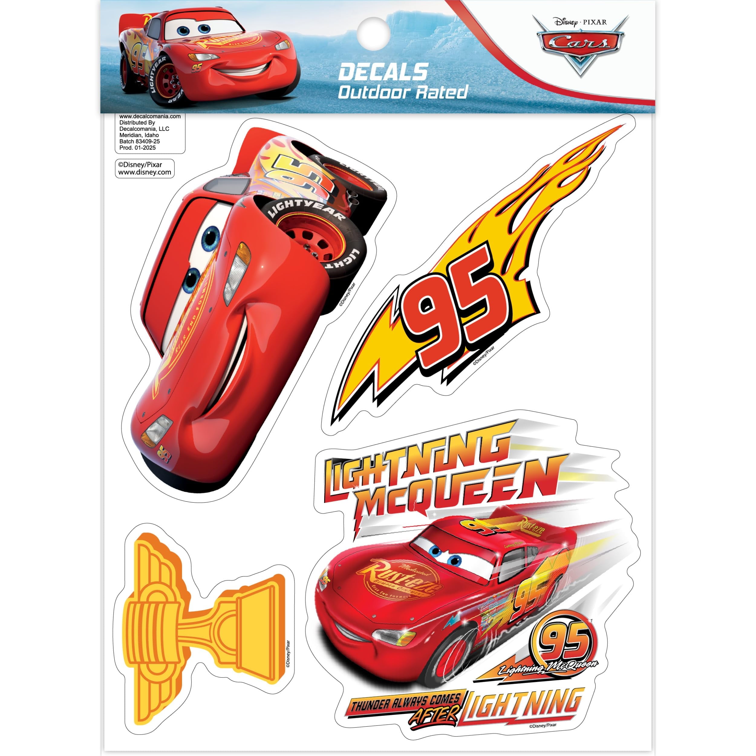 Disney Pixar Cars Decals - Set of 4 Lightning McQueen Vinyl Stickers ...