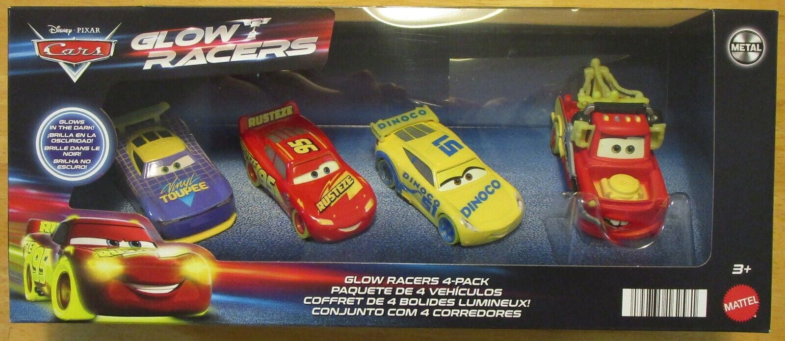 Disney Pixar Cars Glow Racers 4-pack - Will Rusch - Mater - McQueen ...