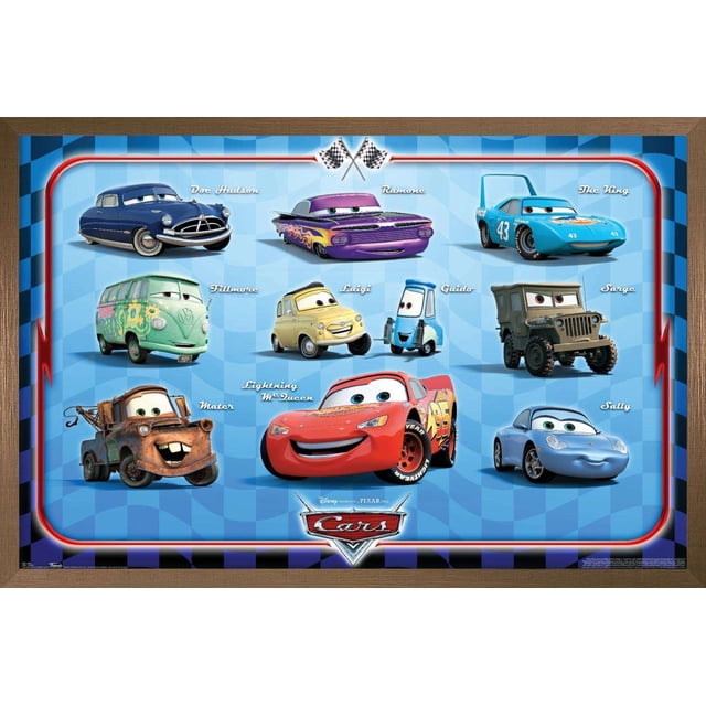 Disney Pixar Cars - Group Wall Poster, 22.375" x 34", Framed - Walmart ...