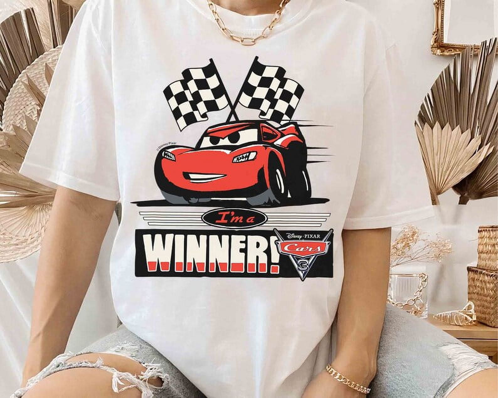 Disney Pixar Cars Lightning MC Queen I'm A Winner Retro Shirt, Tow ...