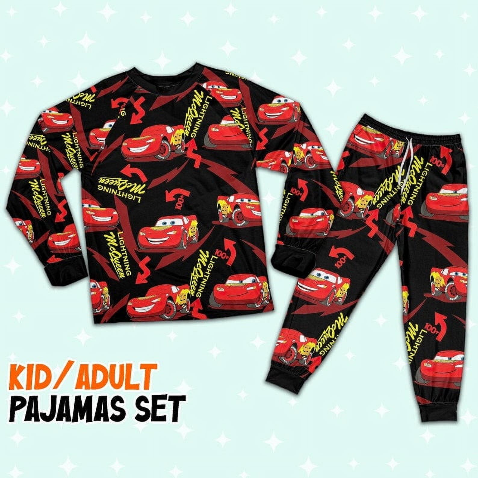 Disney Pixar Cars Lightning McQueen 3D Over Print Raglan Pajamas Set ...