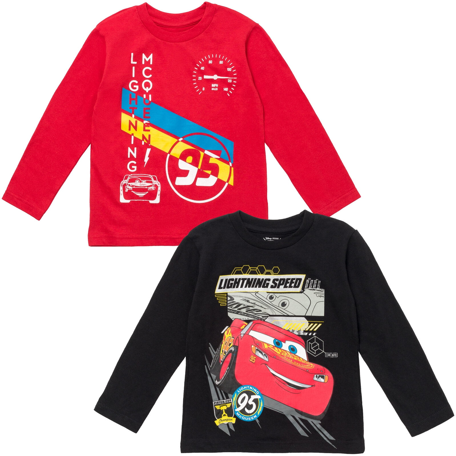 Disney Pixar Cars Lightning McQueen Little Boys 2 Pack Long Sleeve T ...