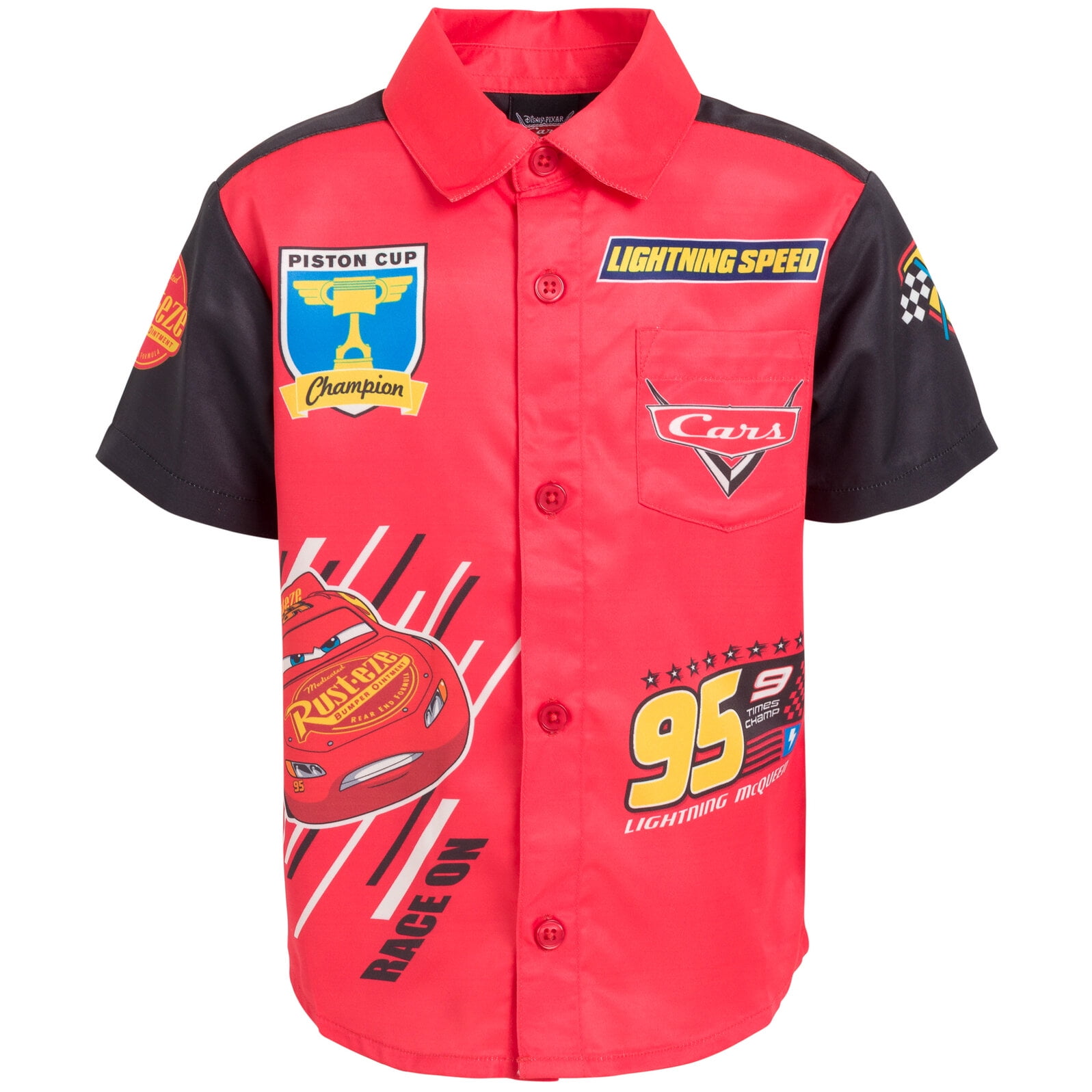 Disney Pixar Cars Lightning McQueen Boys' Hawaiian Button Down Top ...