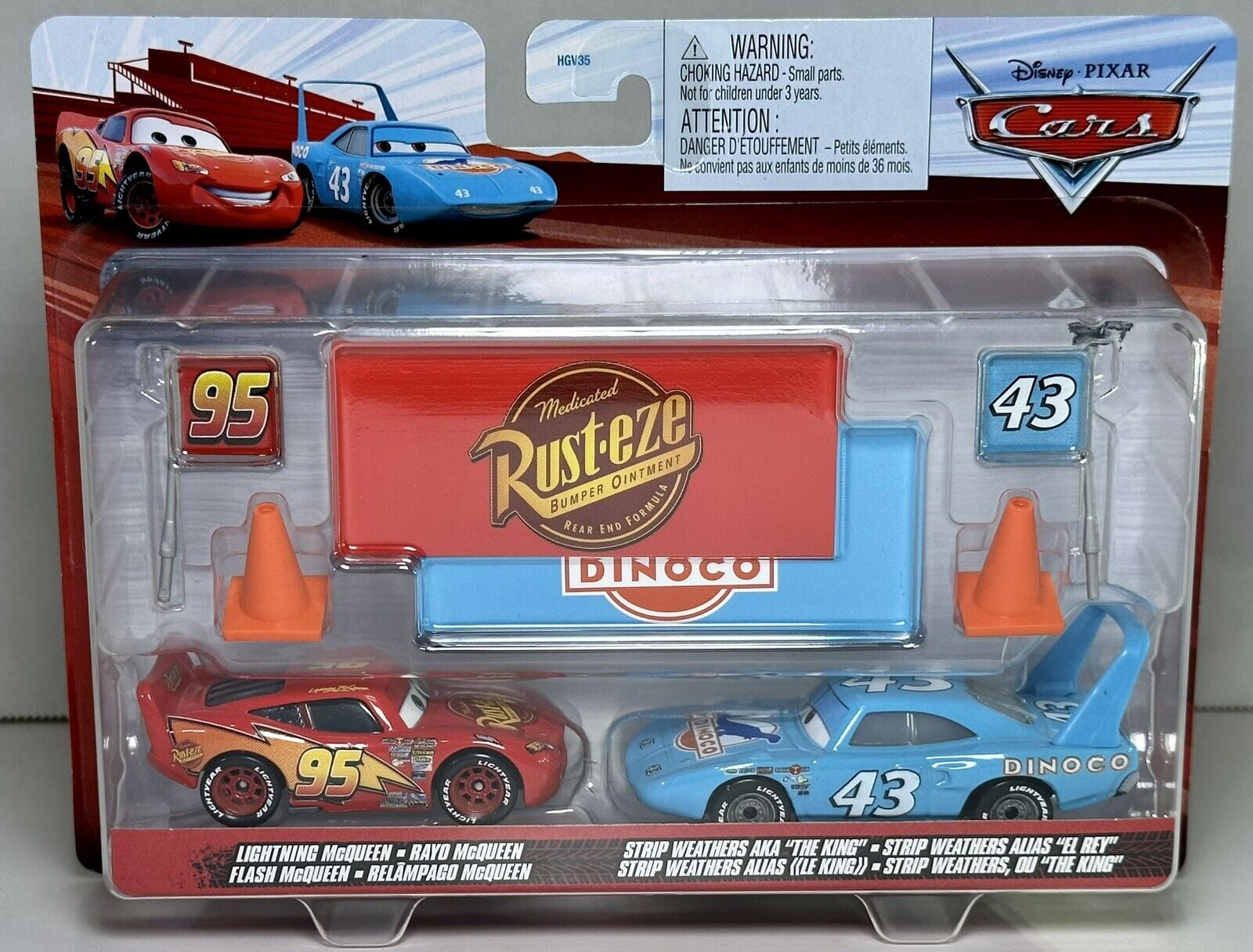 Disney Pixar Cars, Lightning McQueen, Strip Weathers, The King, 2 Pack ...