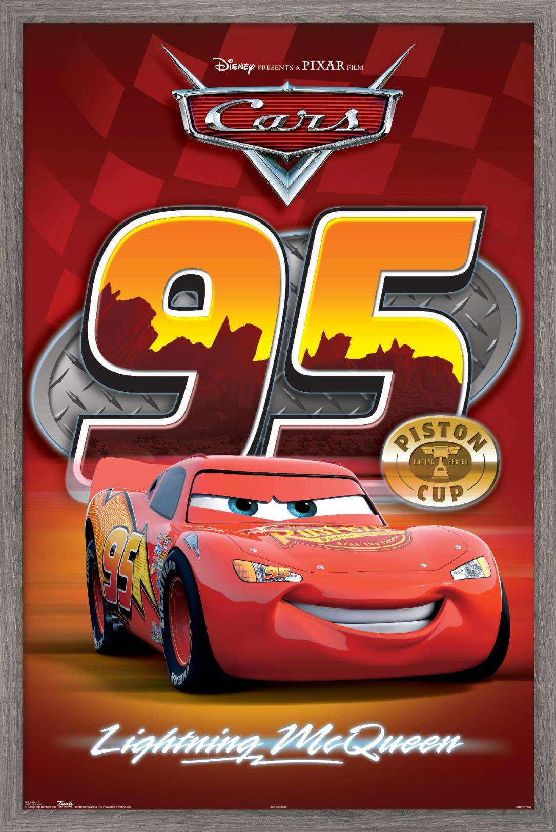 Disney Pixar Cars - Lightning Wall Poster, 22.375" x 34", Framed ...