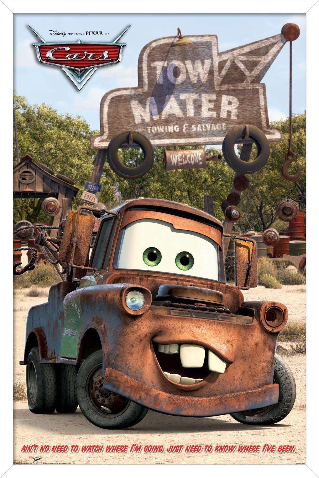 Disney Pixar Cars - Mater Wall Poster, 14.725" x 22.375", Framed ...