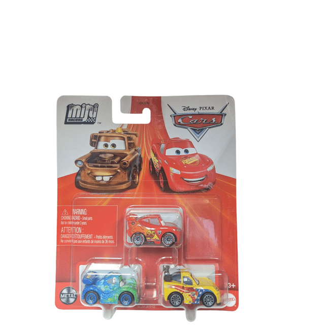 Disney Pixar Cars Mini Racers 3 Pack, Jeff Corvette, McQueen, Carla ...