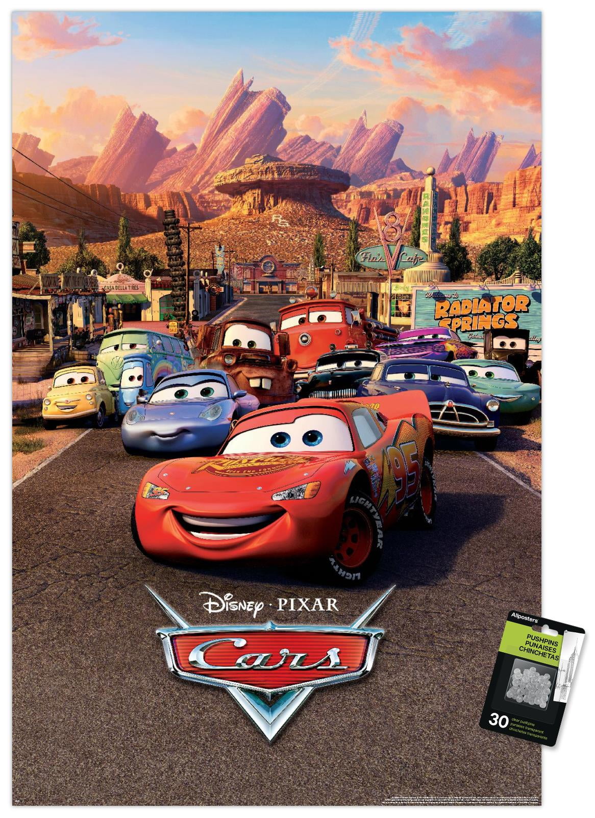 Disney Pixar Cars - One Sheet Wall Poster with Push Pins, 22.375" x 34 ...