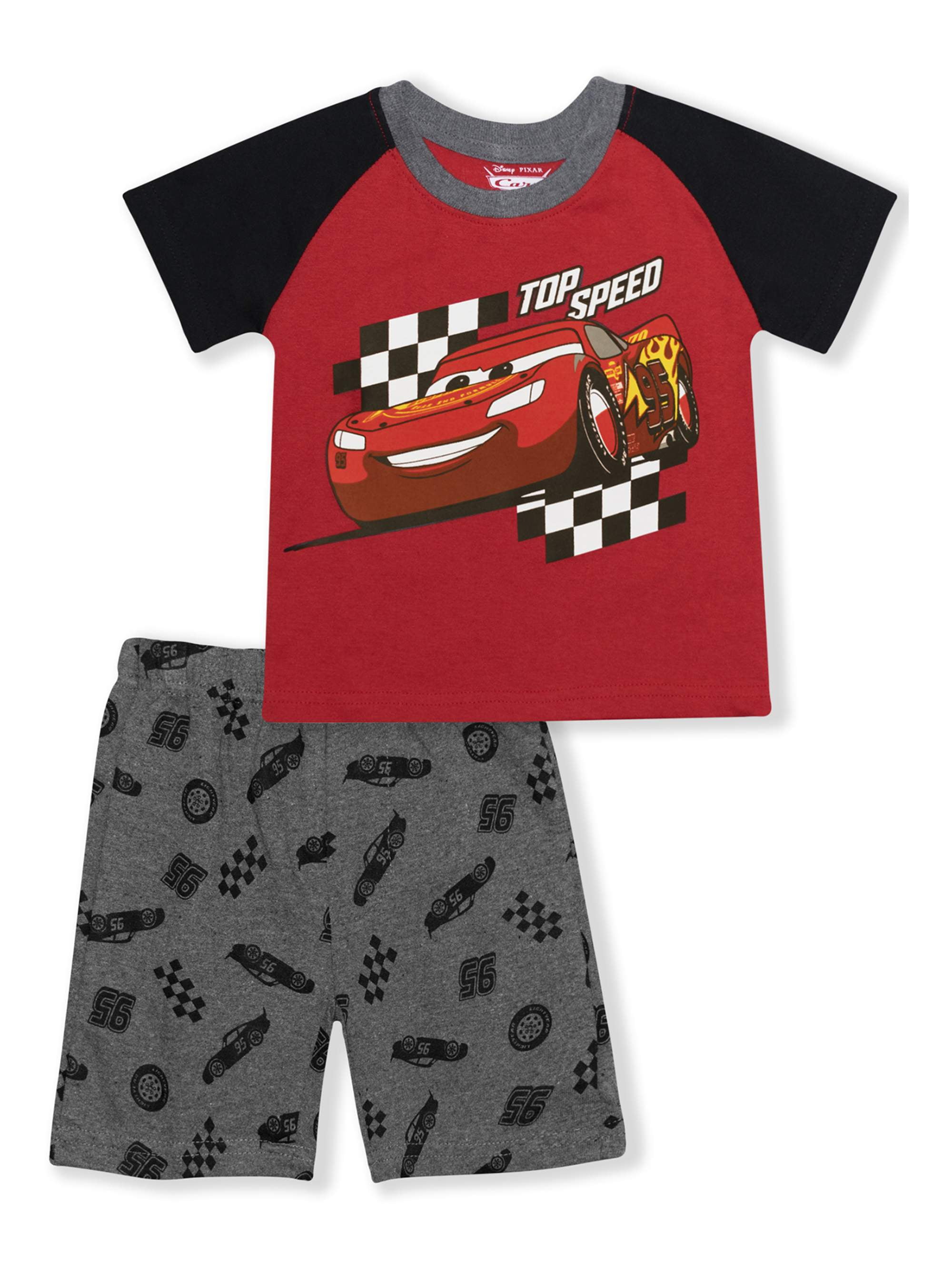 Disney Pixar Cars Toddler Boy T-Shirt & Knit Shorts Outfit Set, 2-Piece ...