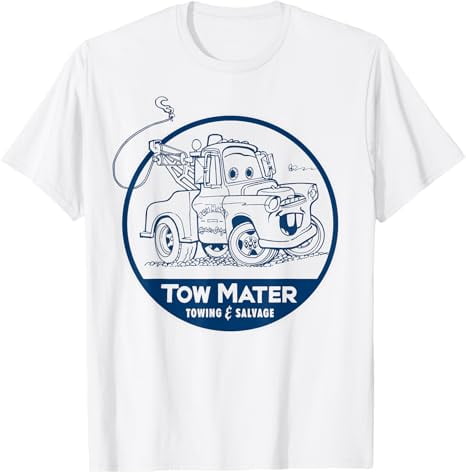 Disney Pixar Cars Tow Mater Salvage Vintage Sketch Badge T-Shirt ...