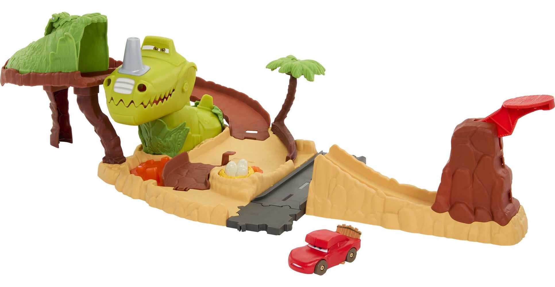Disney Pixar Cars Toys, Dinosaur Playground Playset with Lightning ...
