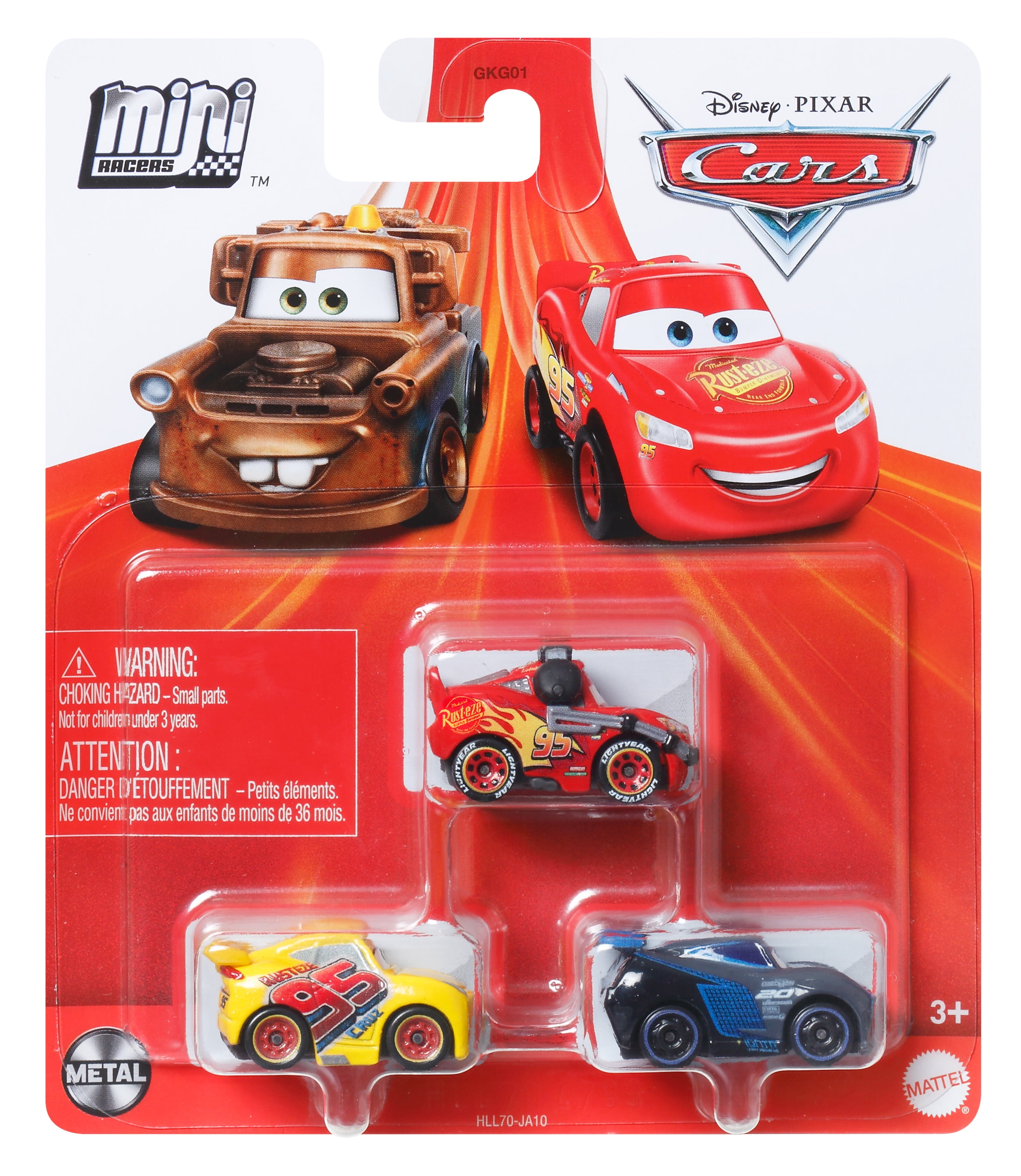 Disney Pixar Cars Toys, Mini Racers 3-Pack Metal Toy Car & Truck Play ...