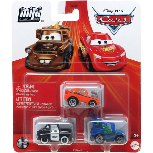 Disney Pixar Cars Toys, Mini Racers 3-Pack Metal Toy Cars, 0.64 lb ...