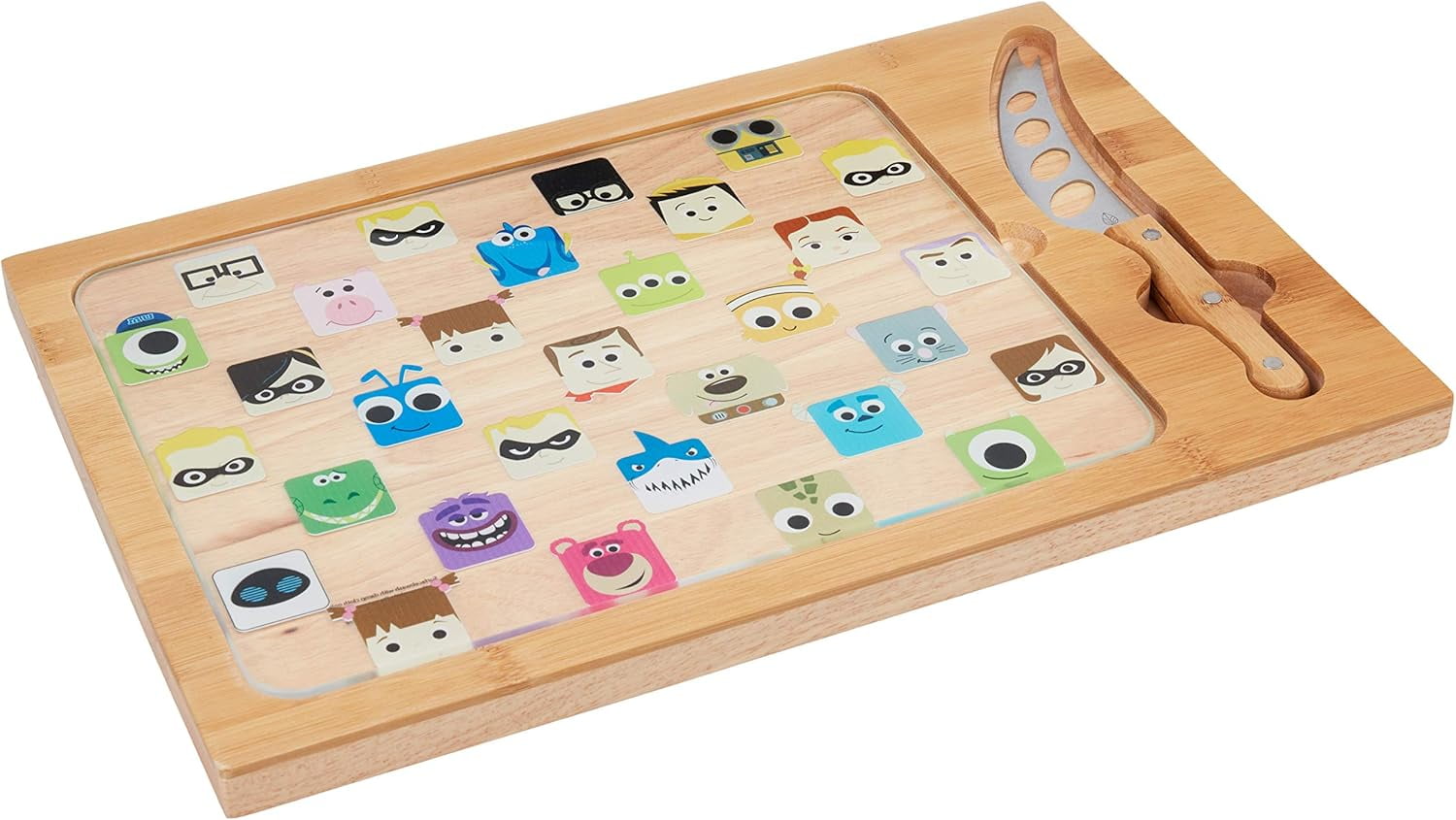 Disney Pixar Collection Icon Glass Top Cutting Board & Knife Set ...