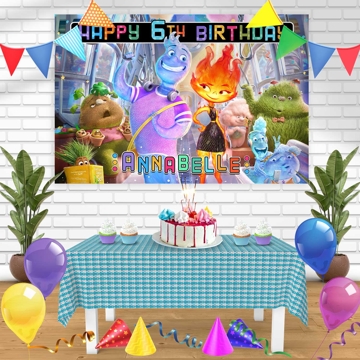 Disney Pixar Elemental Bn Birthday Banner Personalized Party Backdrop ...
