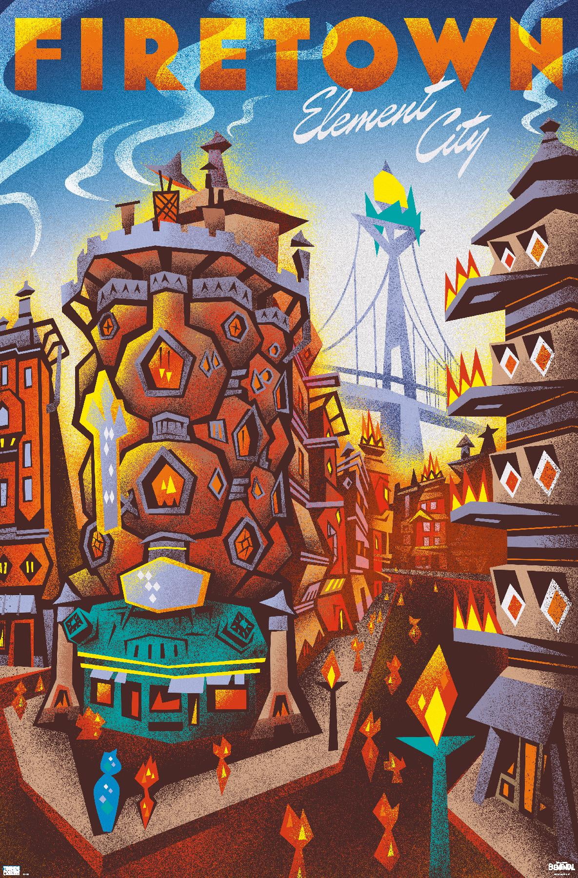 Disney Pixar Elemental - Firetown Wall Poster, 14.725" x 22.375 ...