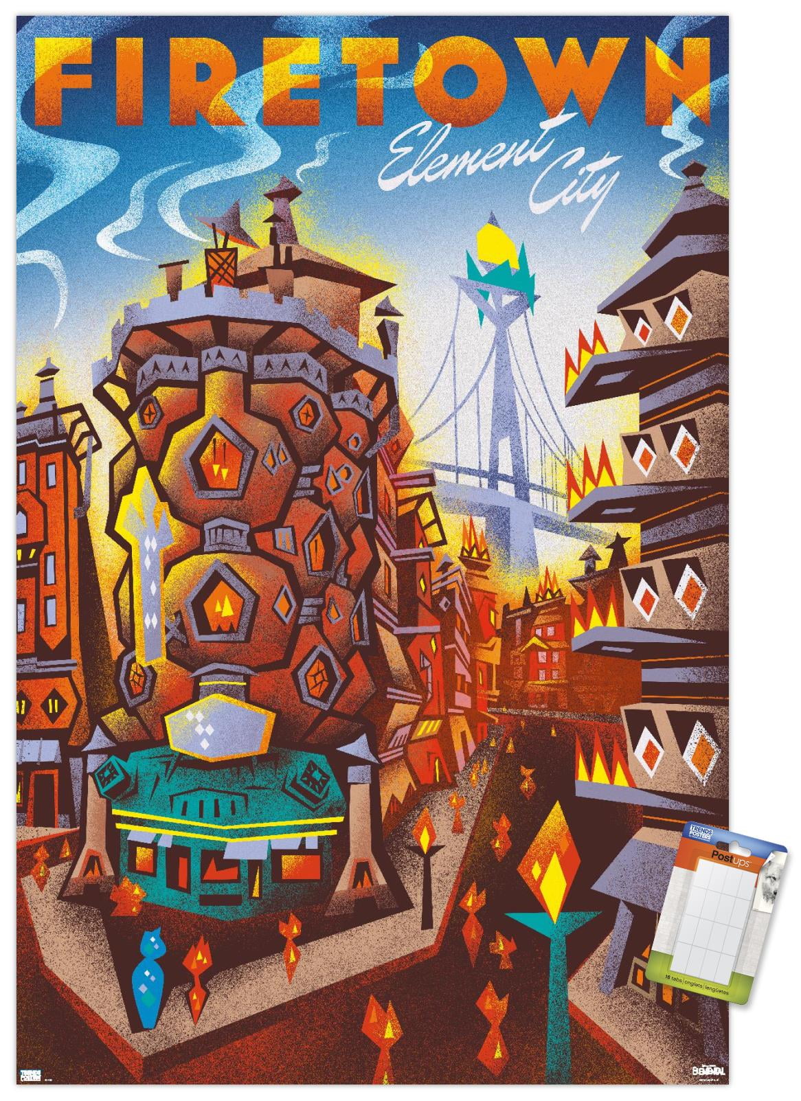Disney Pixar Elemental - Firetown Wall Poster, 14.725" x 22.375 ...