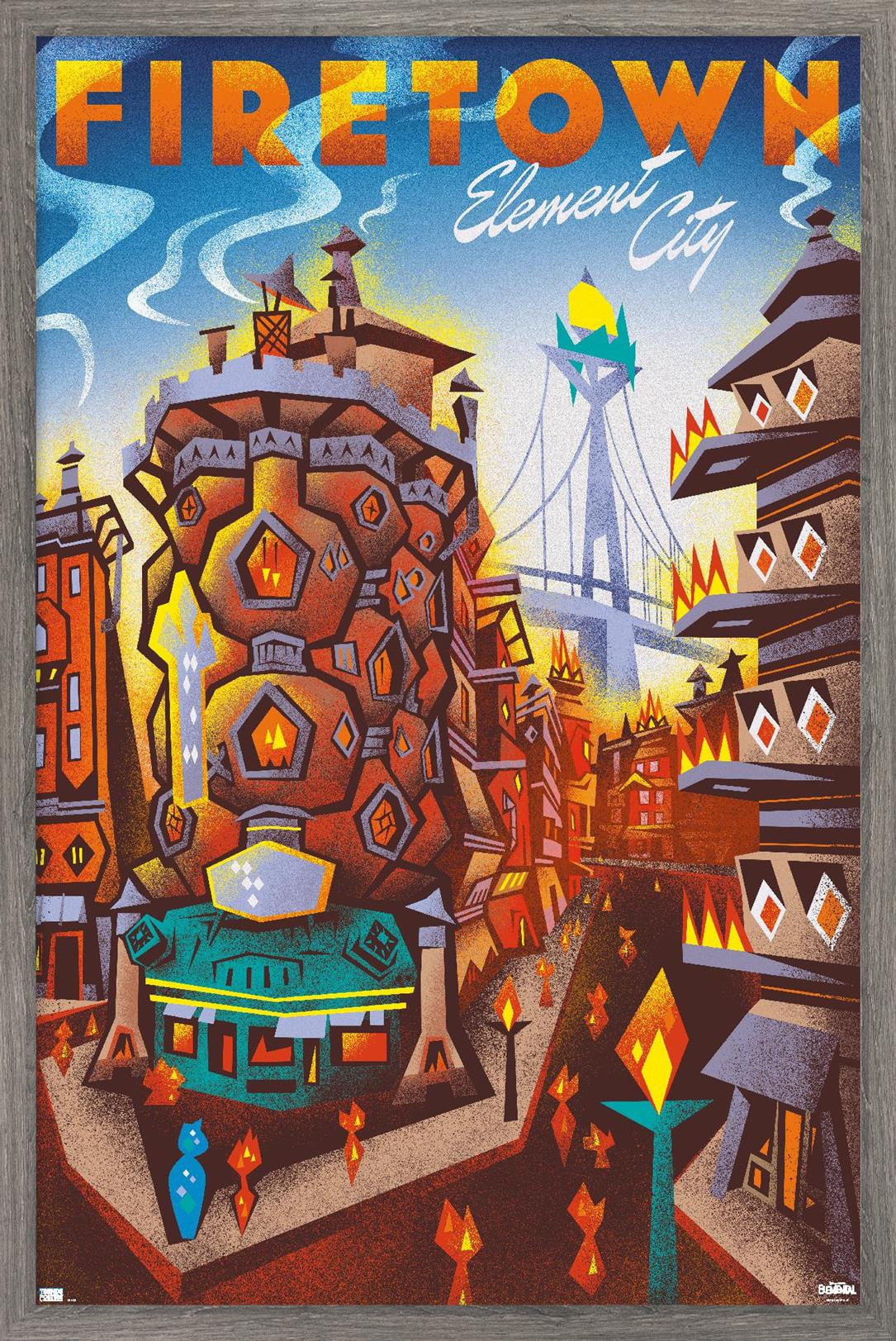 Disney Pixar Elemental - Firetown Wall Poster, 22.375" x 34" Framed ...